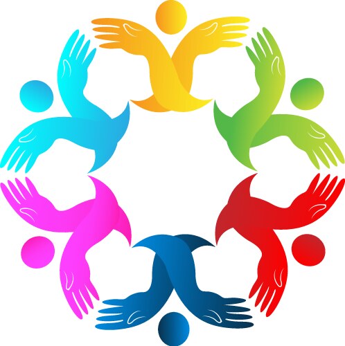 Teamwork people working together logo Royalty Free Vector