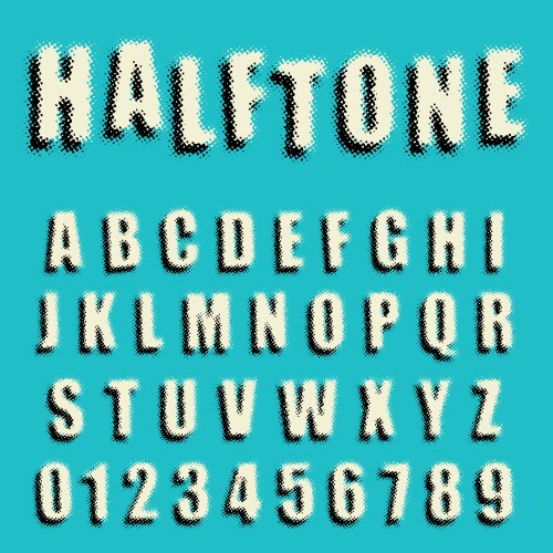 Halftone font Royalty Free Vector Image - VectorStock