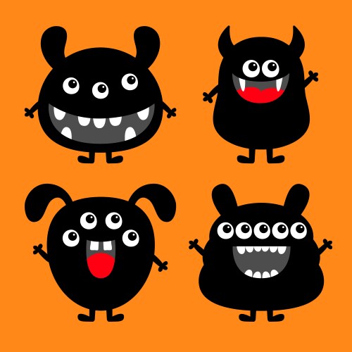 Monster set happy halloween colorful smiling Vector Image