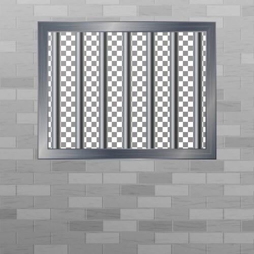 Prison cell with barred windows jail interior Vector Image