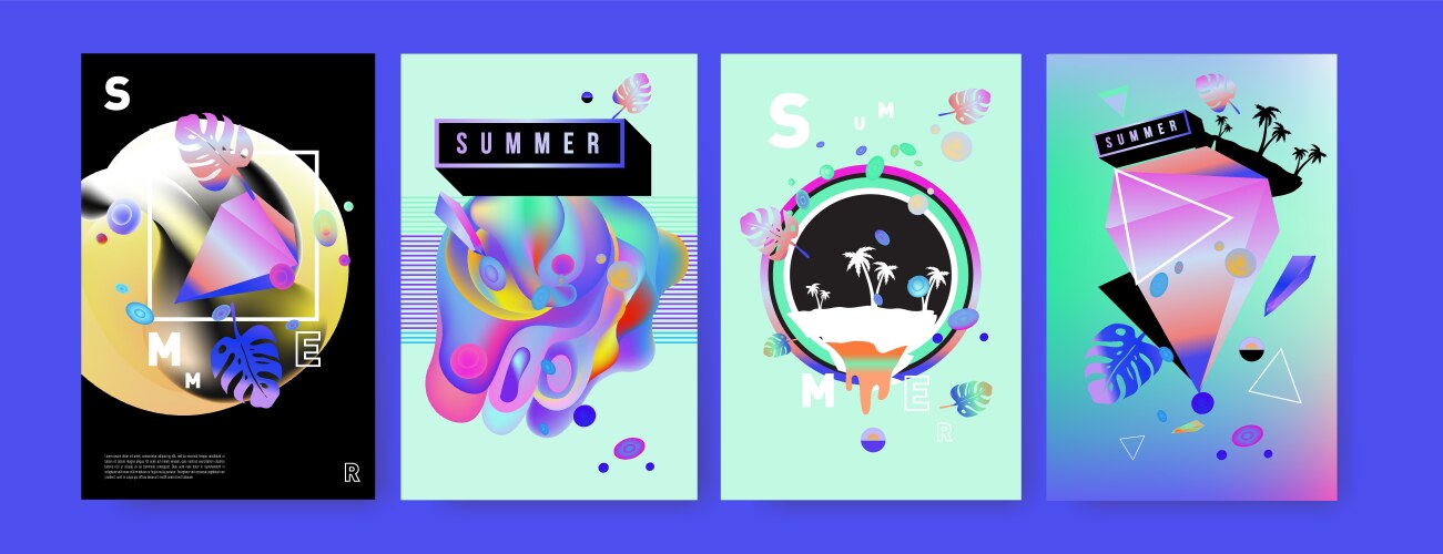 Colorful summer poster set tropical design Vector Image