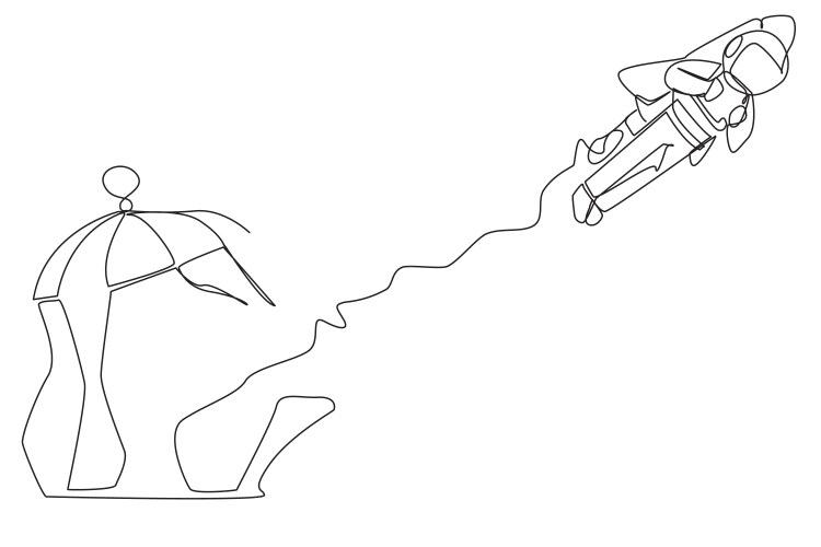 Single continuous line drawing two astronauts Vector Image