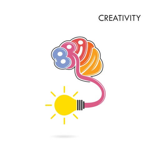 Creative brain sign with key symbol Royalty Free Vector