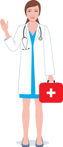 Young female doctor waving Royalty Free Vector Image