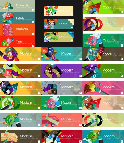 Headers flat design option infographic banners Vector Image