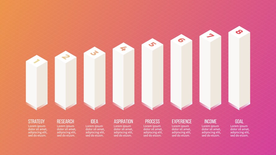 Isometric infographics bar chart graph with 5 Vector Image