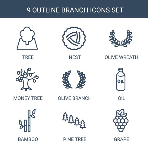 9 branch icons Royalty Free Vector Image - VectorStock
