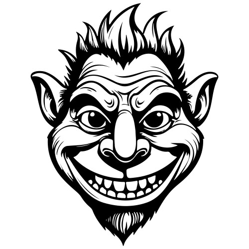 Line troll face drawing realistic outline Vector Image