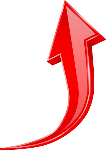 Red 3d up arrow icon isolated on white background Vector Image