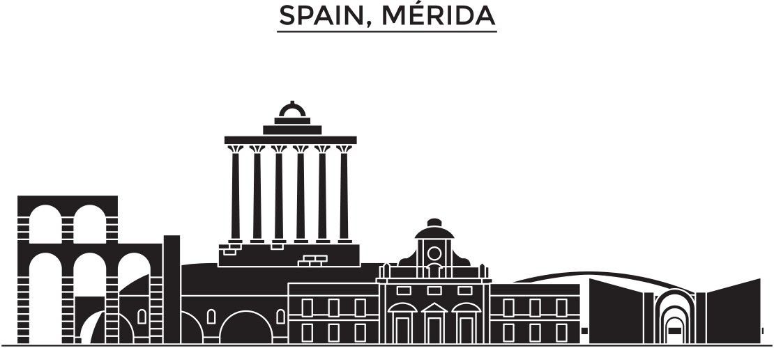 Spain merida city skyline isolated Royalty Free Vector Image