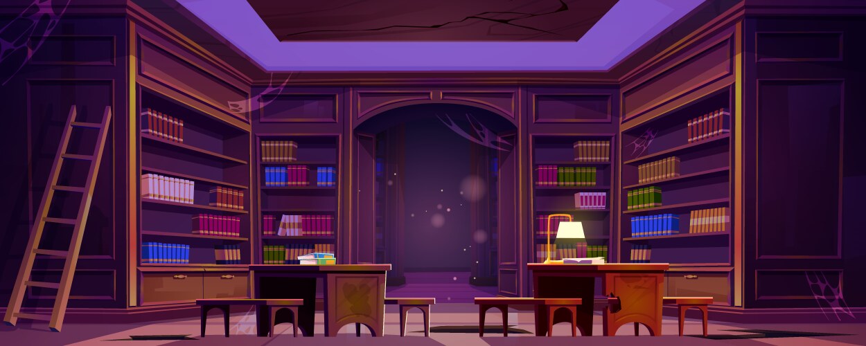 Magic school library interior Royalty Free Vector Image
