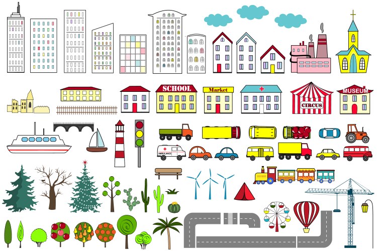 Cartoon city landscape Royalty Free Vector Image