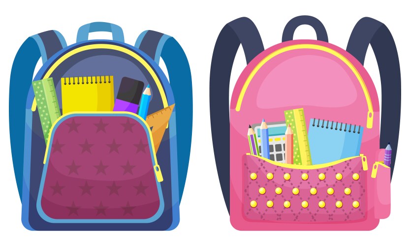 Colored school backpack back Royalty Free Vector Image