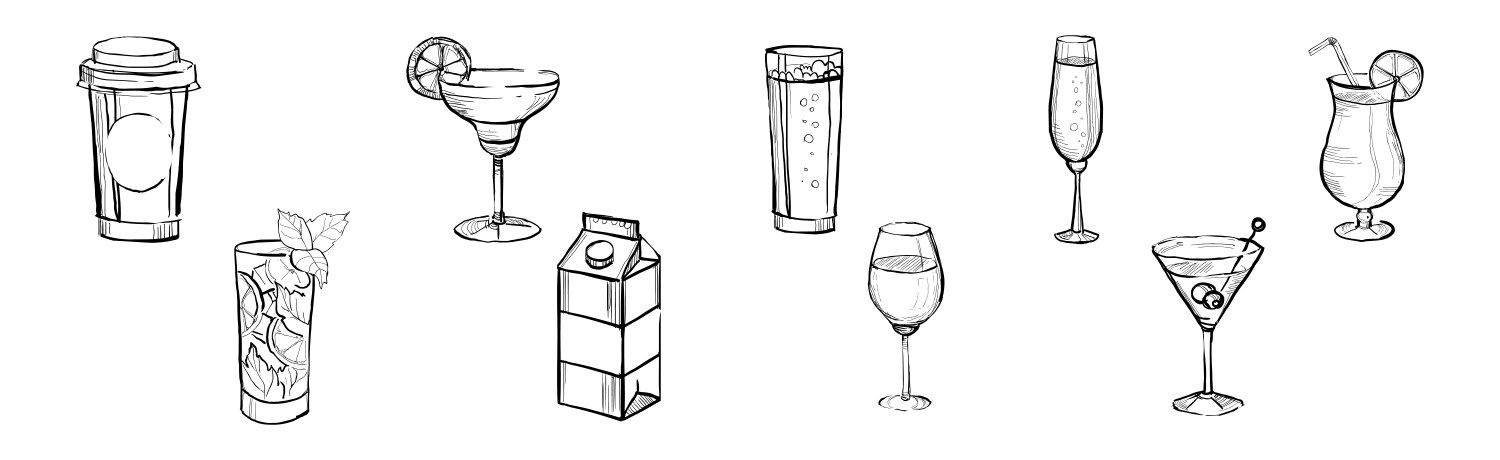 Hand drawn drinks and alcoholic cocktails big set Vector Image