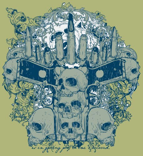 Cowboy skeleton and gun wild west dead gunfighter Vector Image