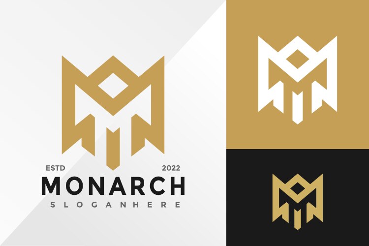 Letter m monarch crown logo design template Vector Image