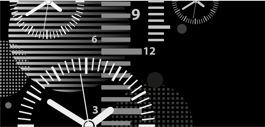 Time background with round wall clocks Royalty Free Vector