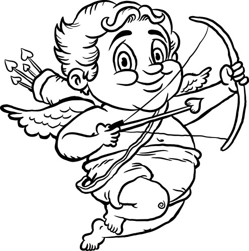 Outlined cute animals cupid cartoon characters Vector Image