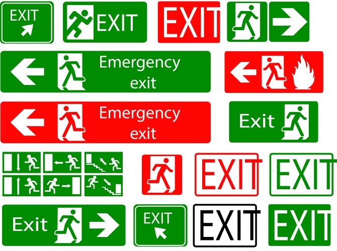 Emergency exit signs Royalty Free Vector Image