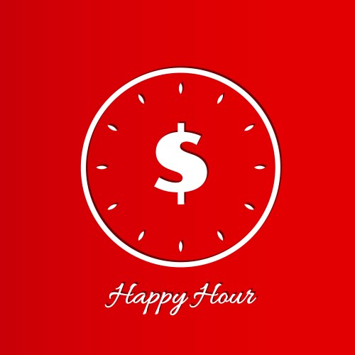 Happy hour background with clock Royalty Free Vector Image
