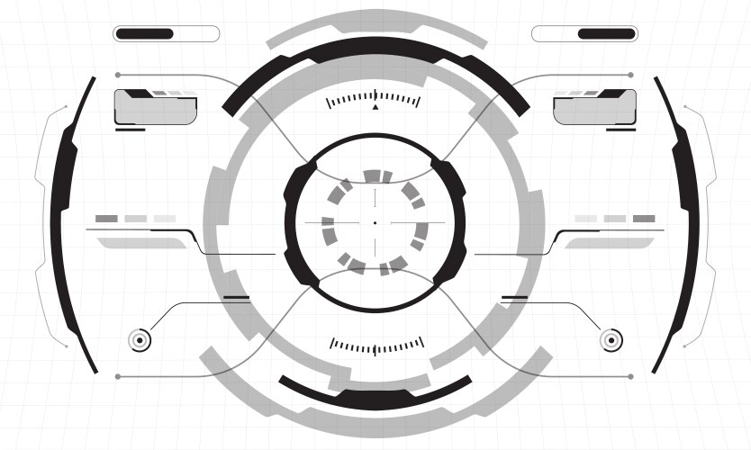 Hud white sci-fi interface screen view black Vector Image