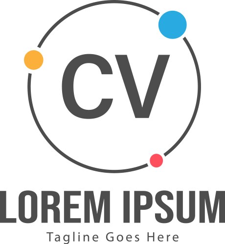 Initial cv logo template with modern frame Vector Image