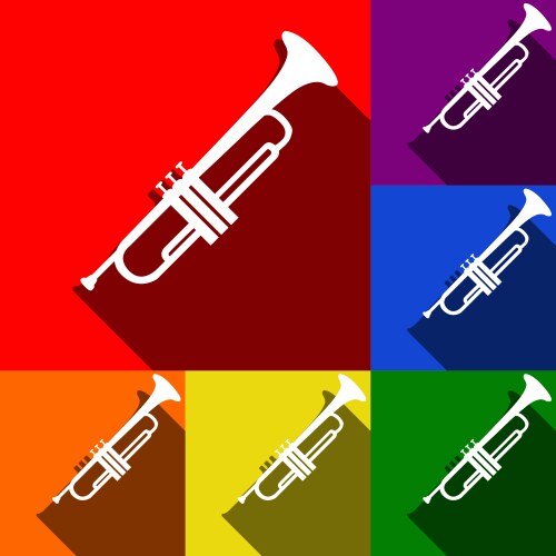 Musical instrument trumpet sign white Royalty Free Vector