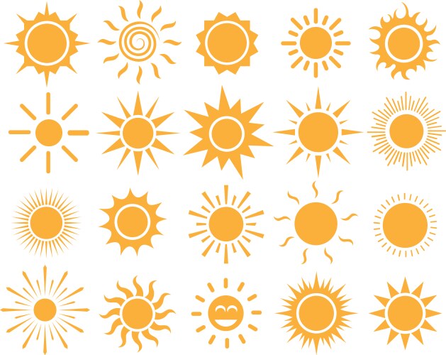 Sun hand draw icon set Royalty Free Vector Image