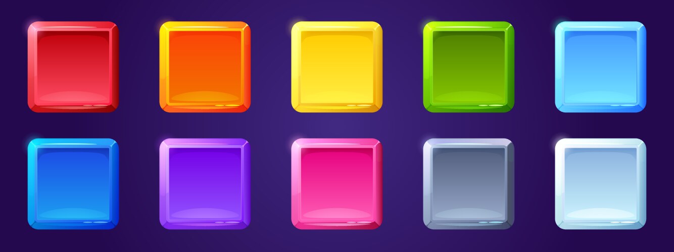 Set of game ui app icons square buttons for menu Vector Image