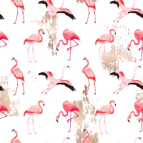Tropical island flamingo seamless summer pattern Vector Image