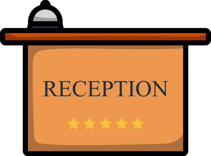 Icon of reception desk Royalty Free Vector Image