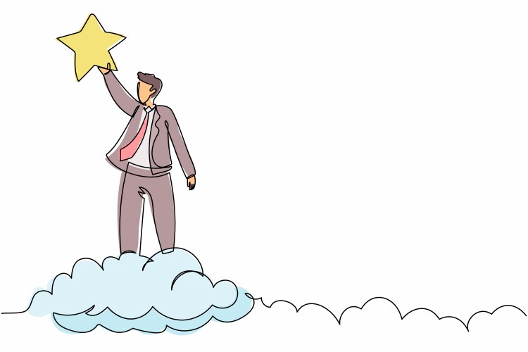 Single continuous line drawing success Royalty Free Vector