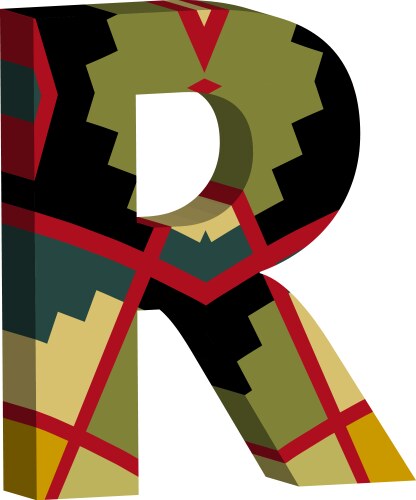 Grunge colorful font letter r Royalty Free Vector Image