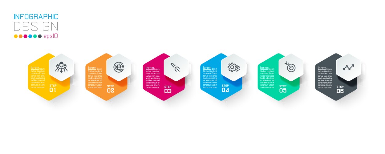 Business hexagon labels shape infographic groups Vector Image