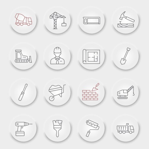 Builder line icon build and repair construction Vector Image