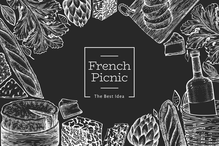 French food design template hand drawn picnic Vector Image