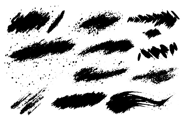 Paint brush black ink grunge strokes Royalty Free Vector