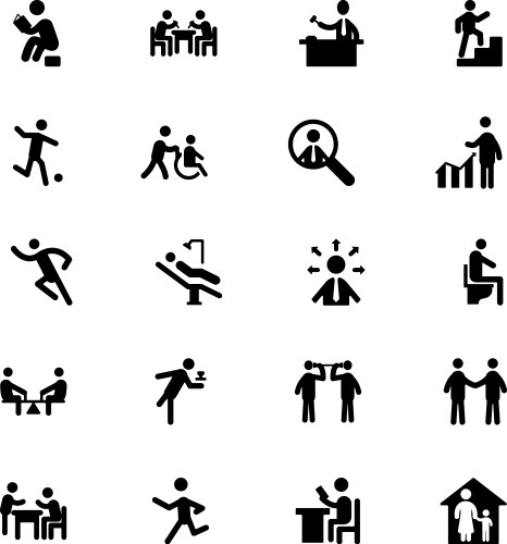 Walking and running people icons Royalty Free Vector Image