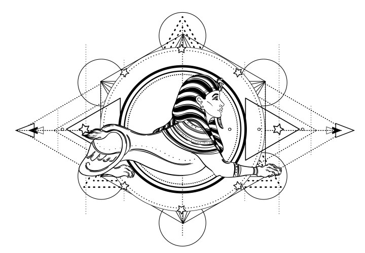 Sacred geometry with egypt symbol wings and all Vector Image