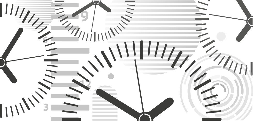 Time background with round wall clocks Royalty Free Vector