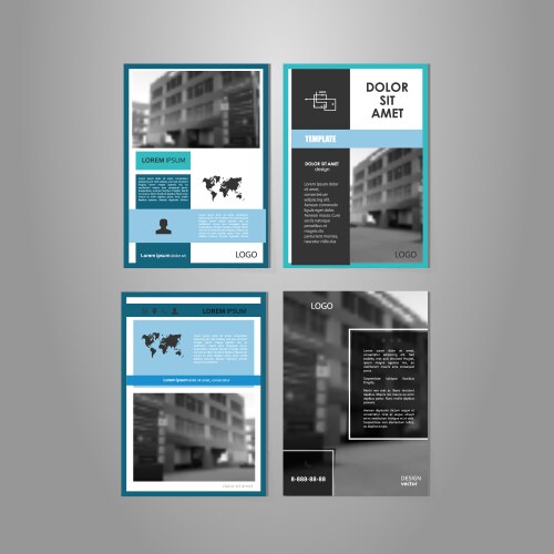Blue geometry brochure design template Royalty Free Vector