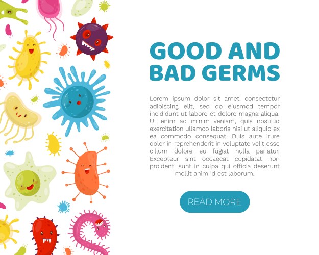 Funny germs banner design with good and bad Vector Image
