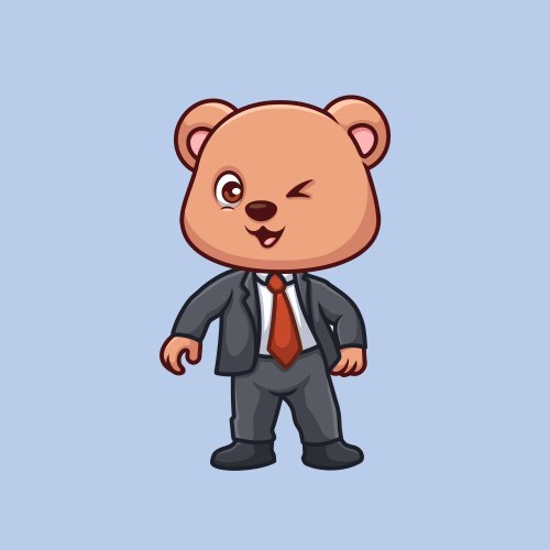 Manager bear cute cartoon character Royalty Free Vector