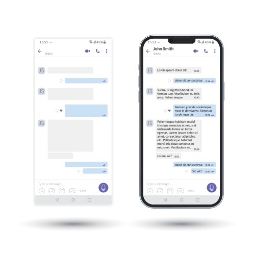 Messenger ui template social communication app Vector Image