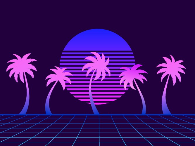 Retrowave Sun and Palm Trees Vector Images (over 340)
