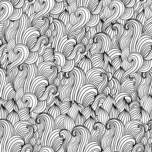 Seamless wave hand-drawn pattern waves background Vector Image