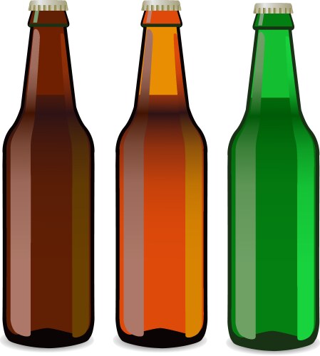 Beer bottles row set Royalty Free Vector Image