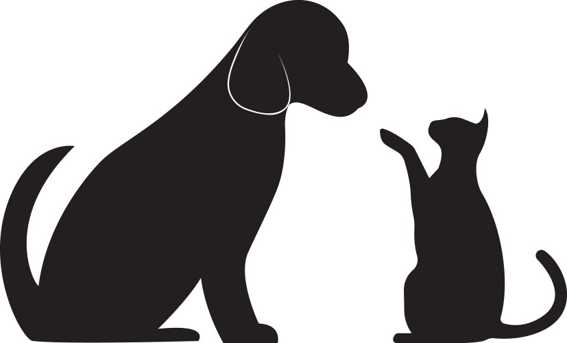 Dog and cat silhouettes Royalty Free Vector Image