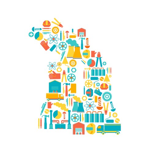 Smart industry flat poster Royalty Free Vector Image