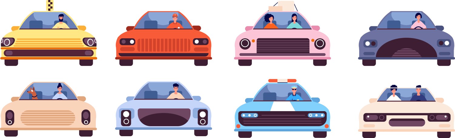 Cartoon People Driving in Car Vector Images (over 6,200)